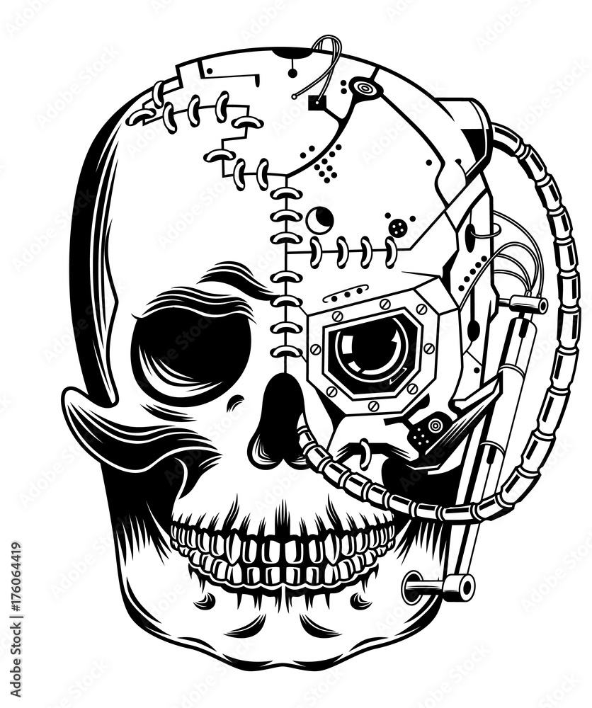 Cyborg skull Stock Vector | Adobe Stock