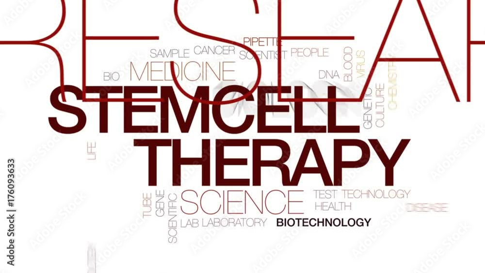 Stem cell therapy animated word cloud, text design animation. Kinetic ...