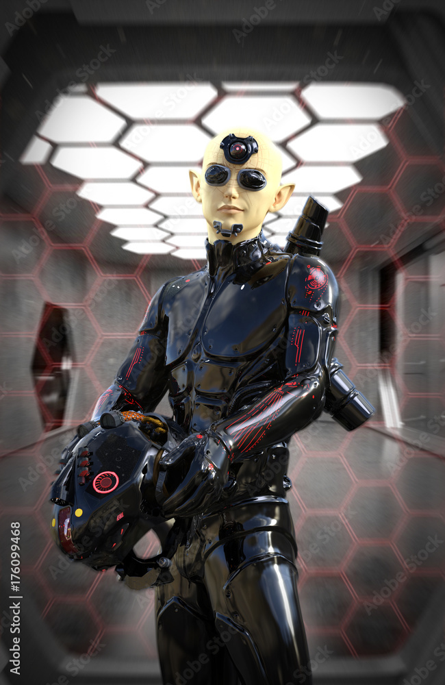 scifi stealth warrior with helmet Stock Illustration | Adobe Stock