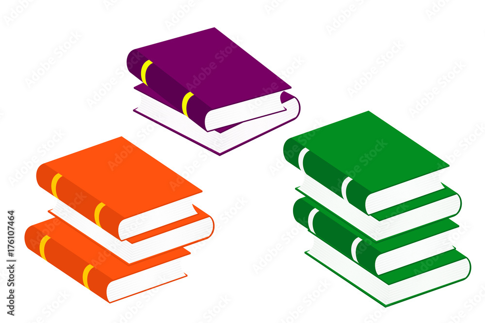 Books Stack Icons. Set Vector Isolated Pictogram of Different Colors ...