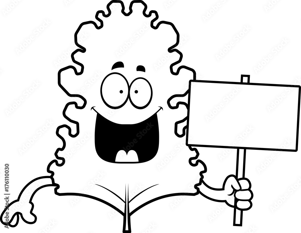 Cartoon Kale Leaf Sign Stock Vector | Adobe Stock