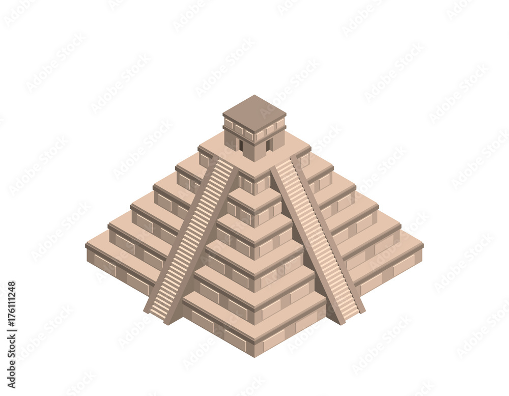 Mayan pyramid. Isolated on white background. 3d Vector illustration ...