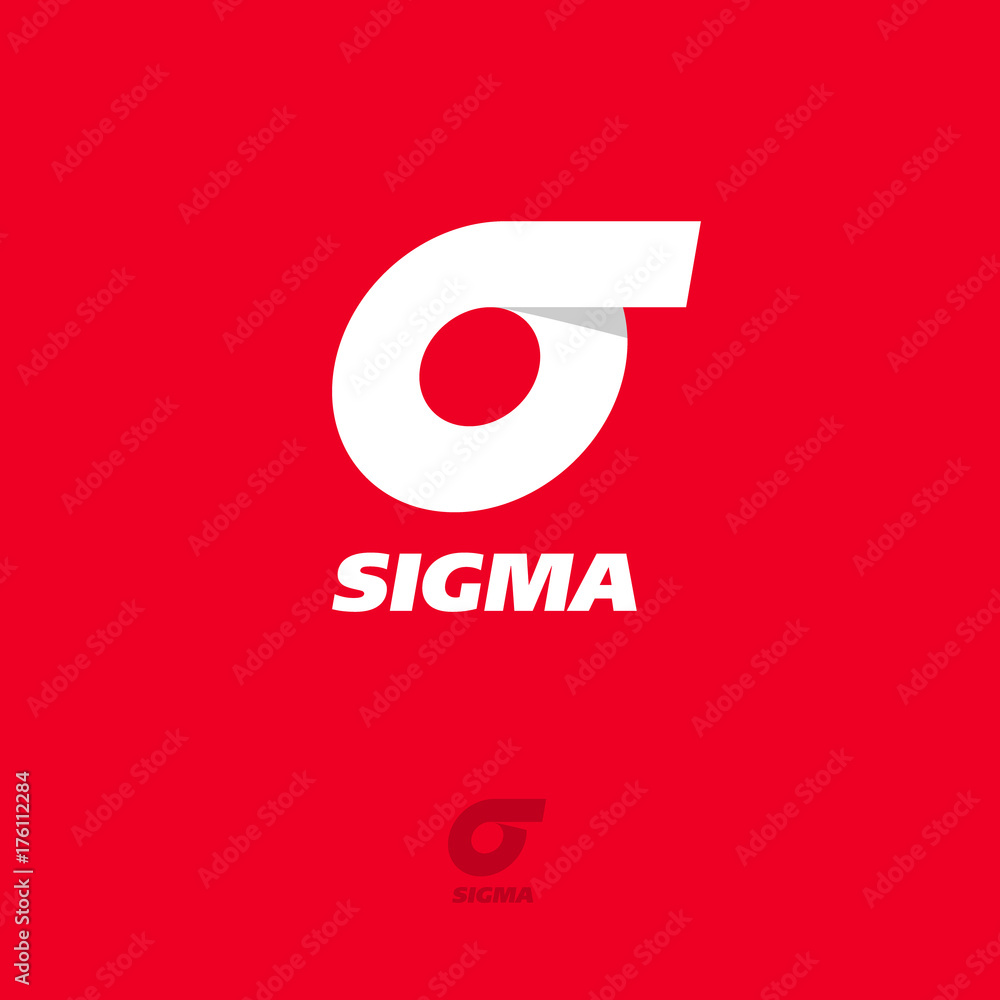 Sigma Logo. Sigma flat emblem. Greek letter sigma on a red background ...
