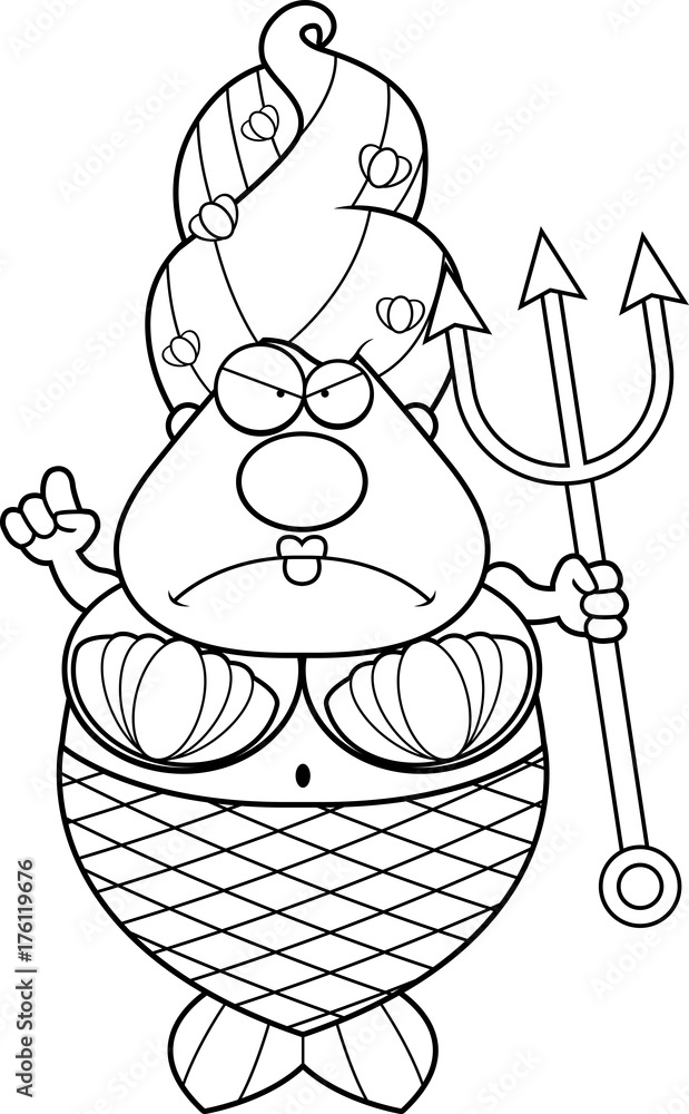 Cartoon Mermaid Angry Stock Vector | Adobe Stock