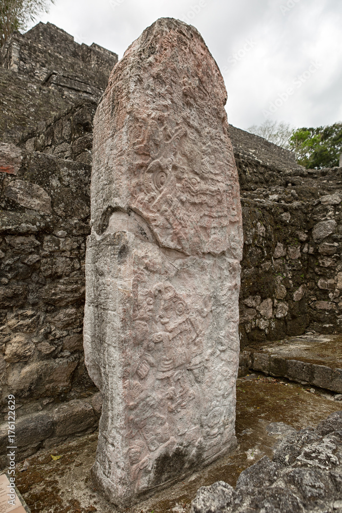maya stelae at the Calakmul archeological site in Mexico Stock Photo ...