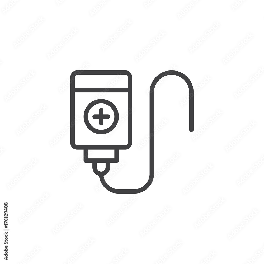 Blood transfusion line icon, outline vector sign, linear style ...