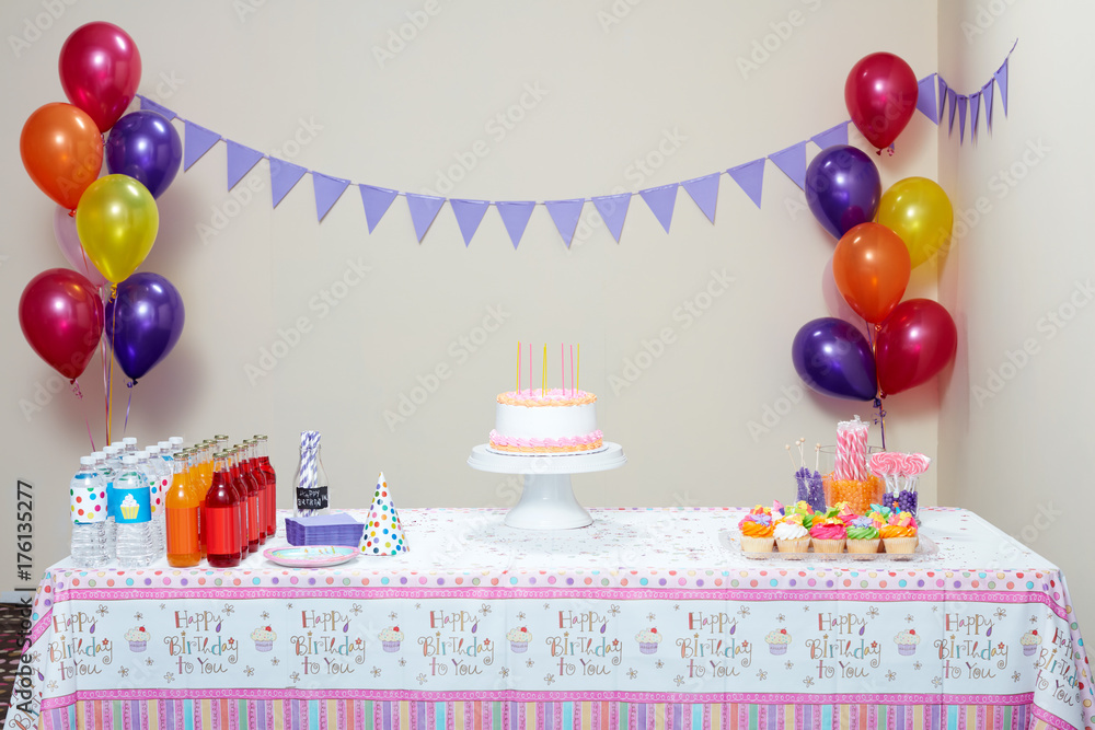 Table set for birthday party Stock Photo | Adobe Stock