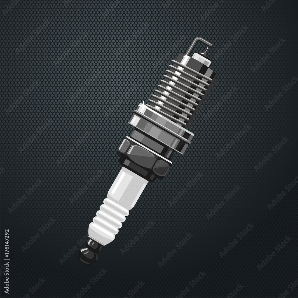 Realistic spark plug. Part of the engine. Motor car detail. Stock ...