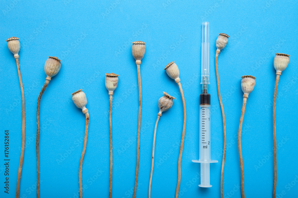 Drug addiction and its treatment. Opium drugs, opiate and heroin on ...