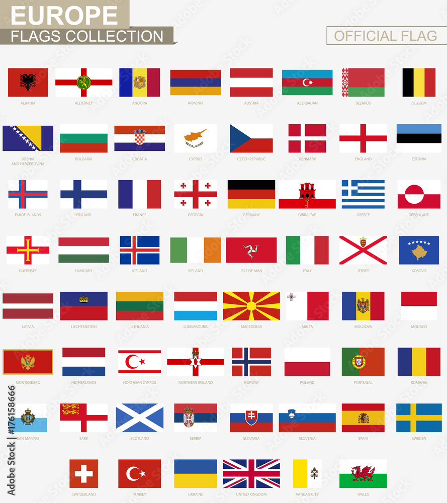 National flag of European countries, official vector flags collection ...