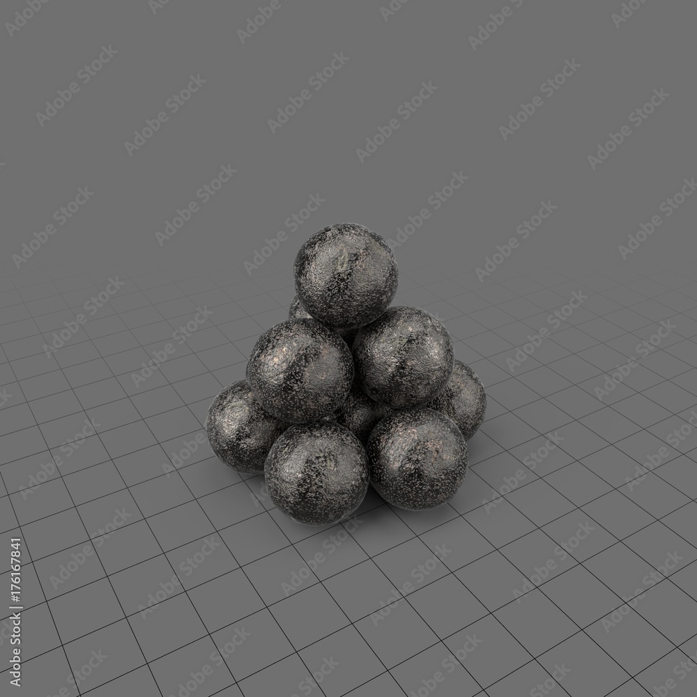 Stack of old cannonballs Stock 3D asset | Adobe Stock