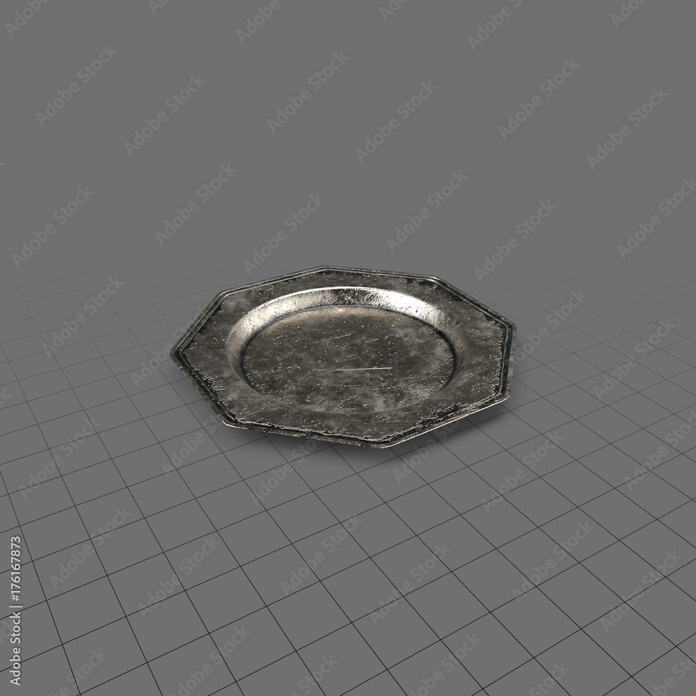 Octagon pewter dish Stock 3D asset | Adobe Stock