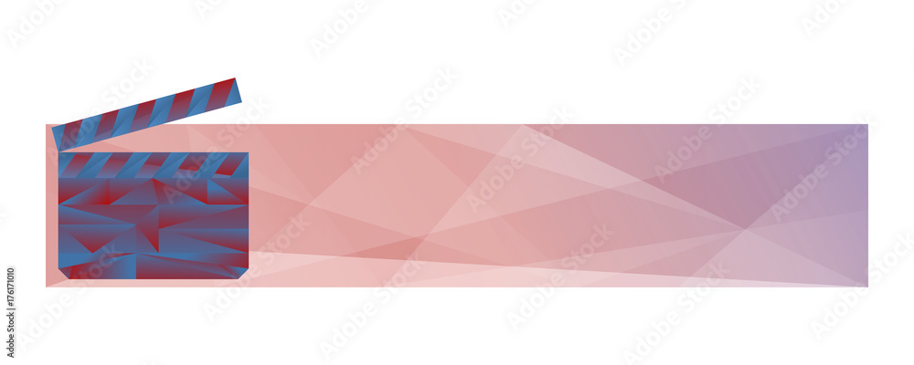 Blank banner with a Movie clapper Board in low poly style. Vector Stock ...
