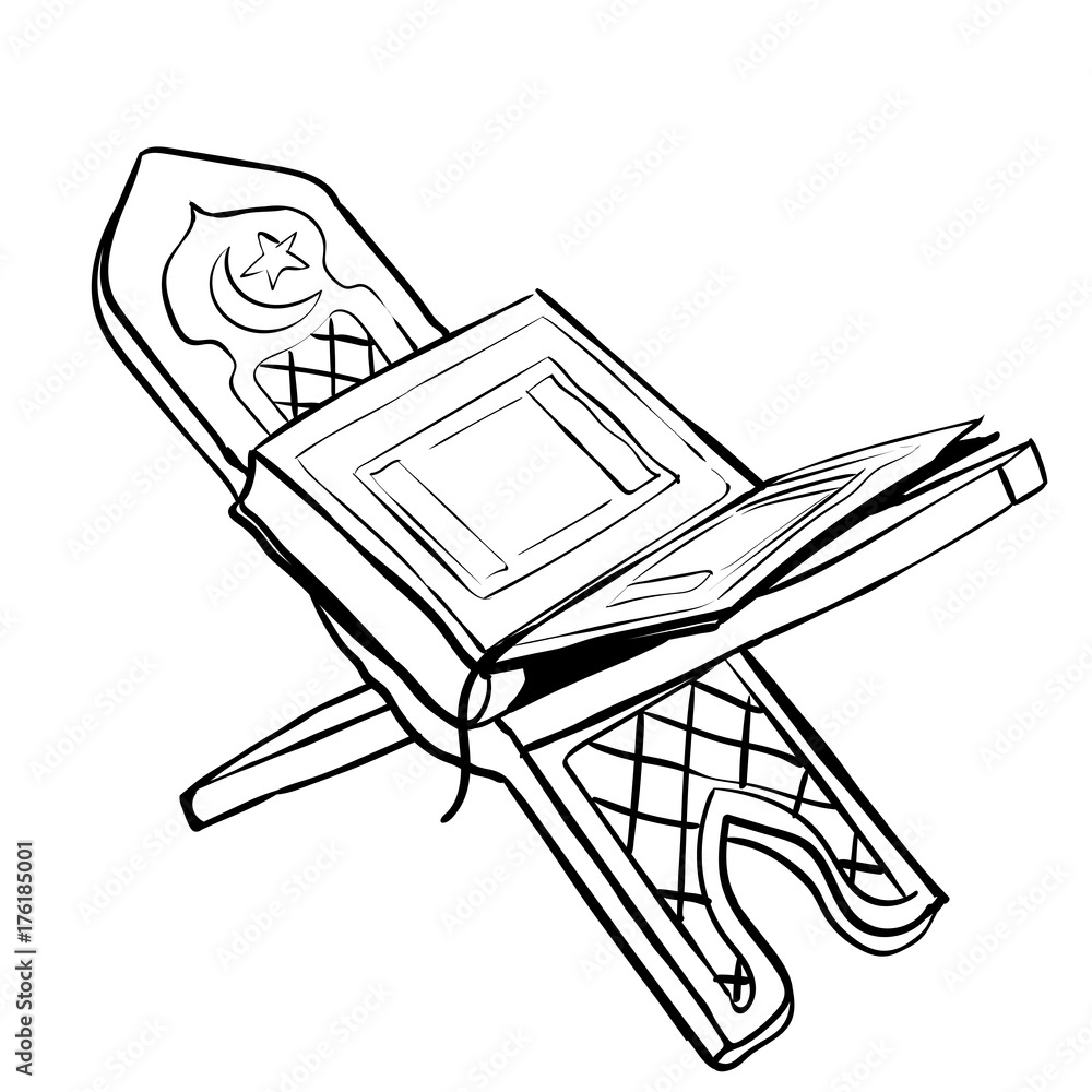 Hand drawn Open Quran-Vector Illustration Stock Vector | Adobe Stock