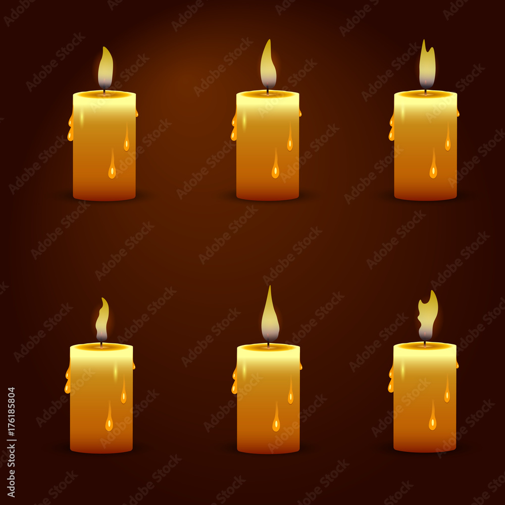 Realistic yellow candle on black background. Vector Stock Vector ...