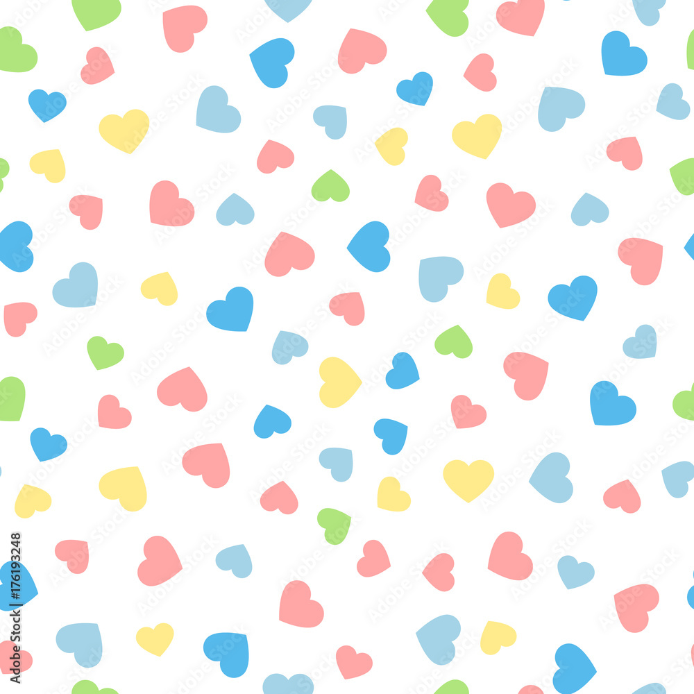 Hearts seamless pattern in pastel colors. Good for textile and paper ...