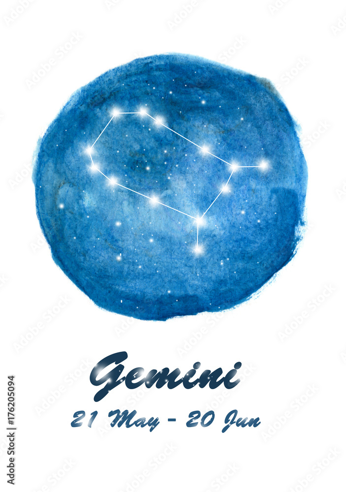 Gemini constellation icon of zodiac sign Gemini in cosmic stars space ...