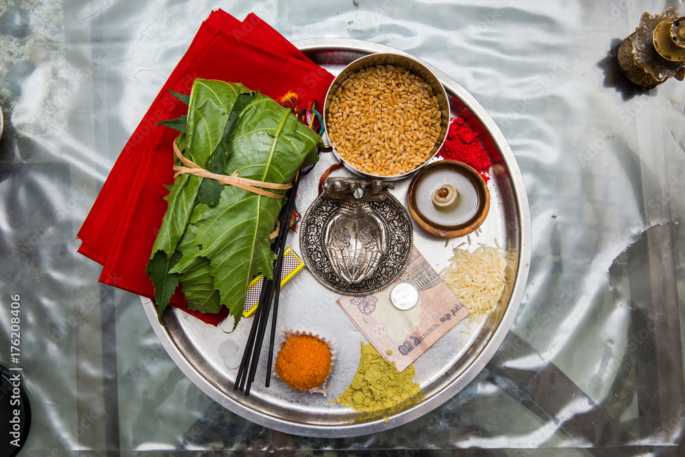 Beautifully decorated Pooja Thali for Indian festival Karva Chauth and ...
