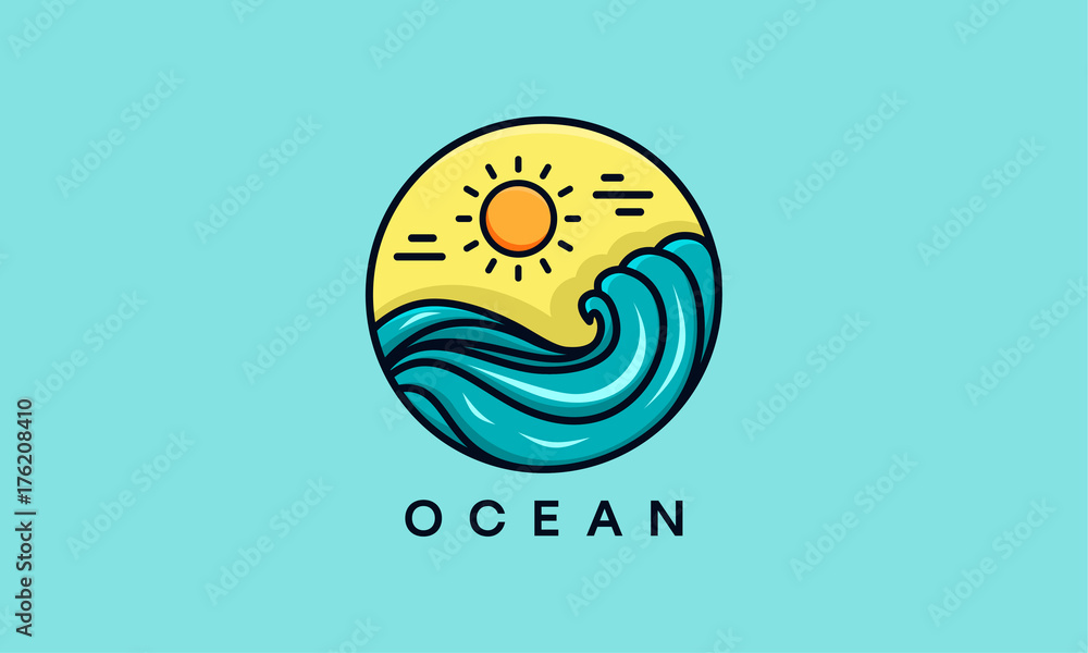 Abstract design of ocean logo with waves. Vector illustration Stock ...