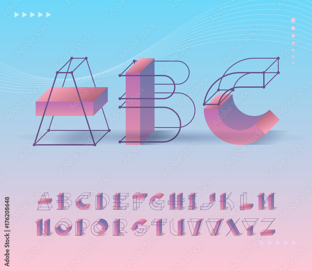 Futuristic grid and geometry shapes pictograms' type. Capital vector ...