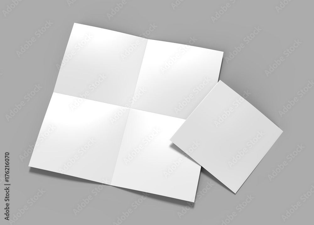 French fold square brochure flyer leaflet for mock up and template ...