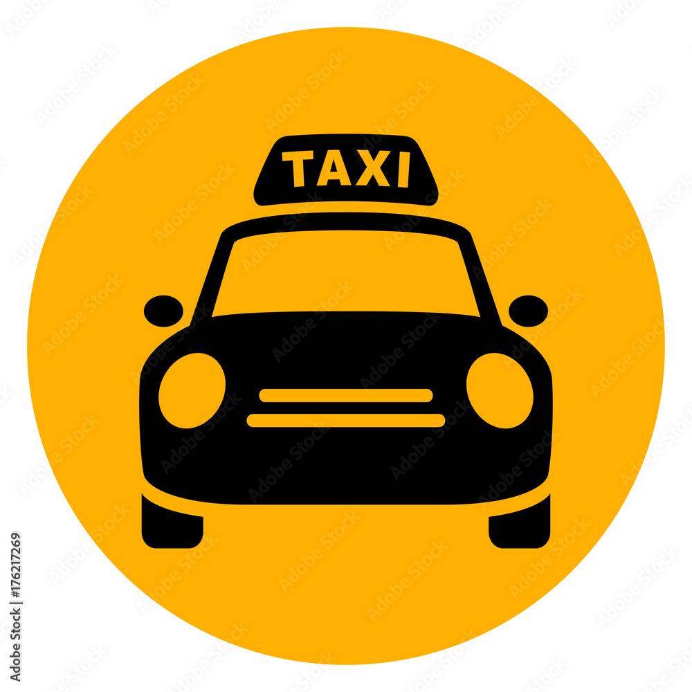taxi circle yellow icon Stock Vector | Adobe Stock
