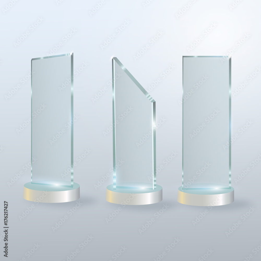 Circle Glass Trophy Award. Vector illustration isolated on grey ...
