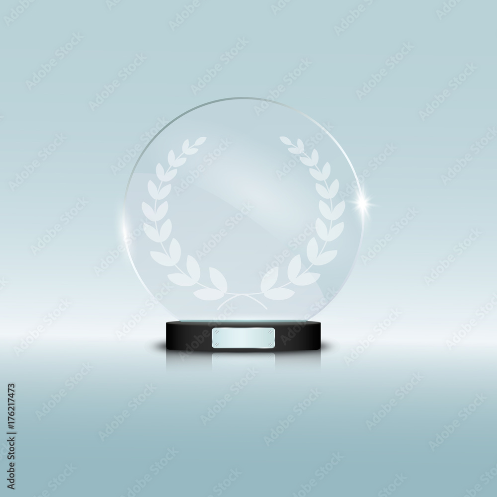 Circle Glass Trophy Award. Vector illustration isolated on grey ...
