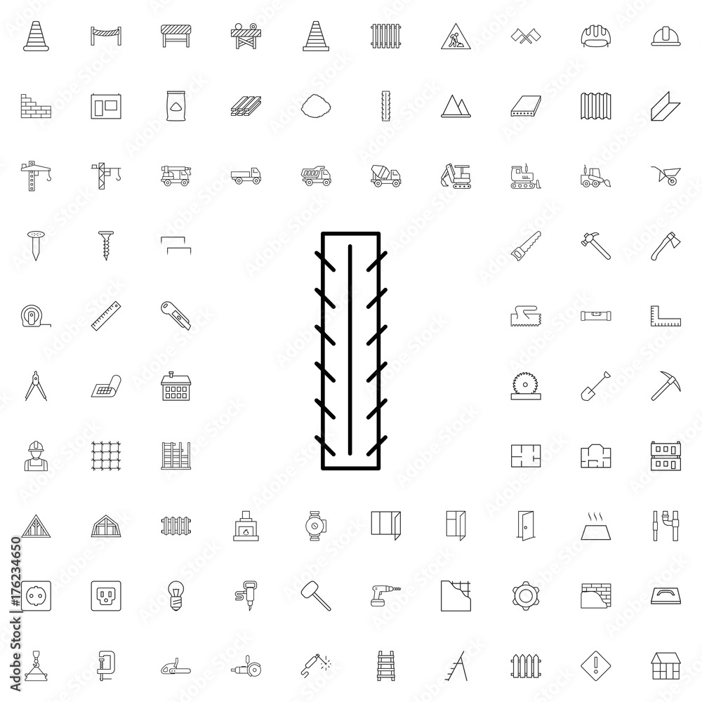 Steel rebar icon. set of outline construction icons. Stock Vector ...