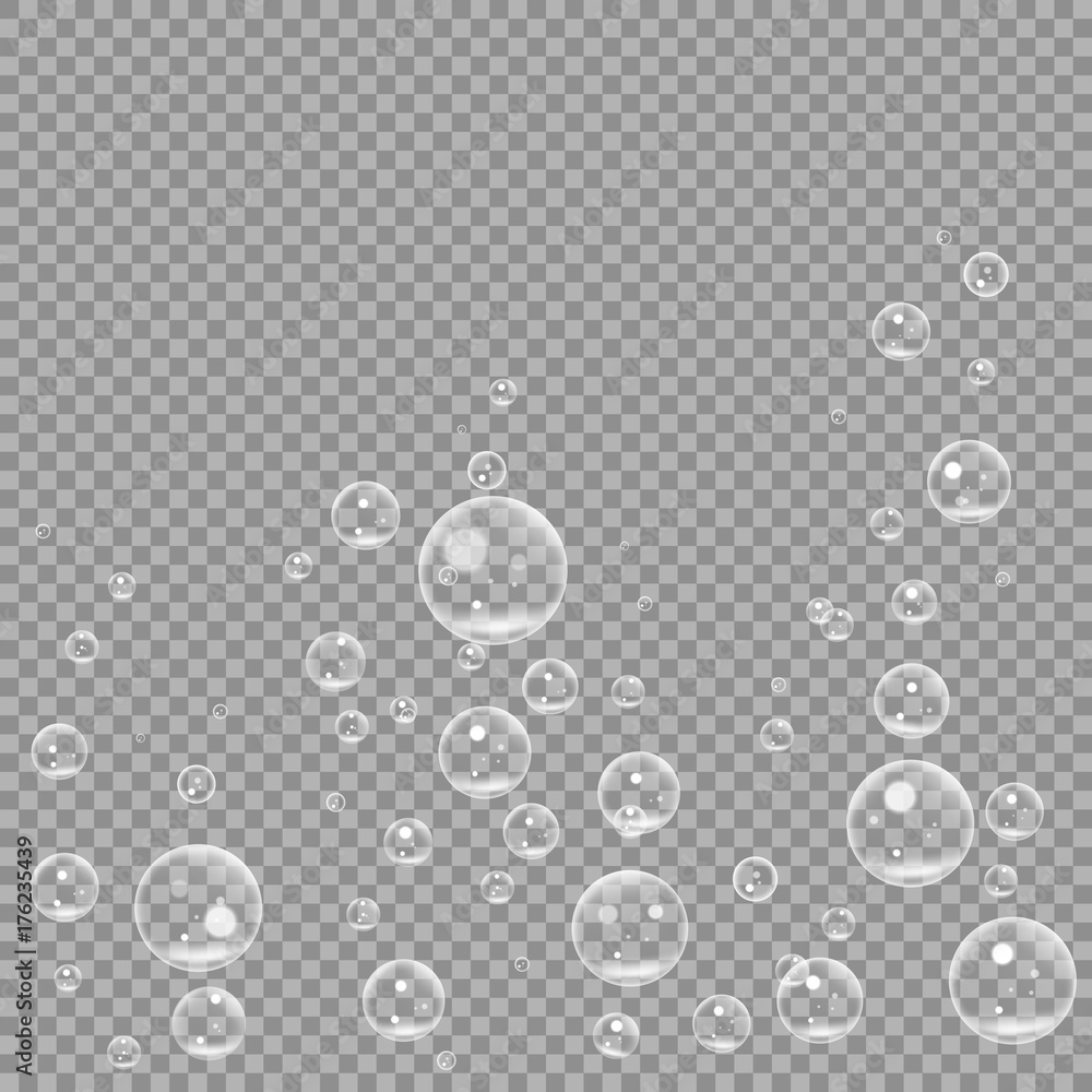 Underwater fizzing air bubbles isolated on transparent background. Air ...