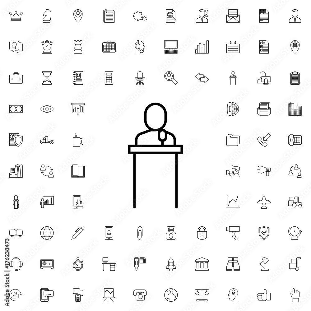 Speaker icon. set of outline company icons. Stock Vector | Adobe Stock