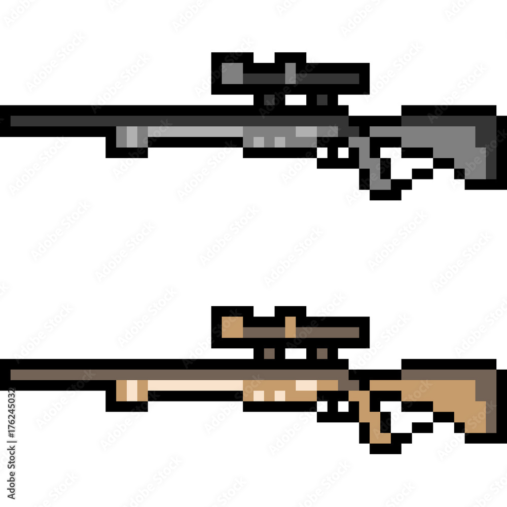 vector pixel art sniper Stock Vector | Adobe Stock