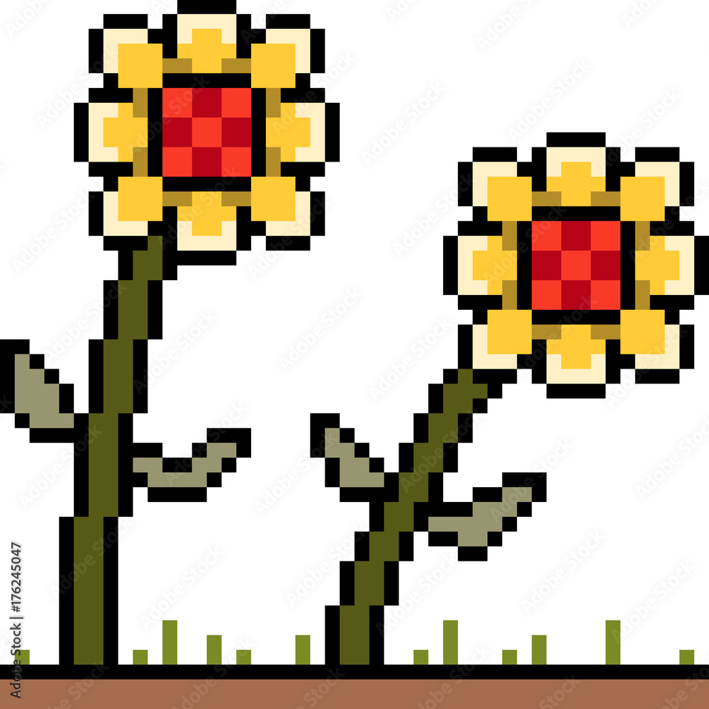 vector pixel art flower Stock Vector | Adobe Stock
