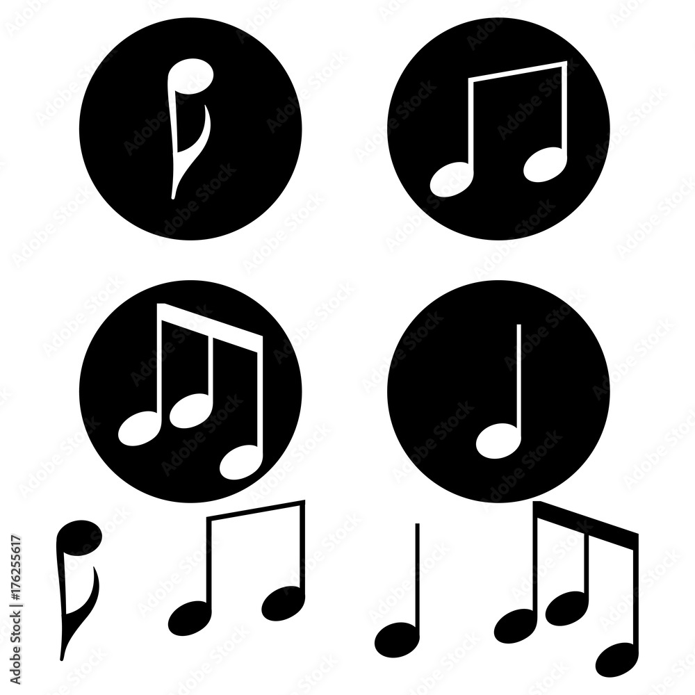Set of music notes on a white background Stock Vector | Adobe Stock