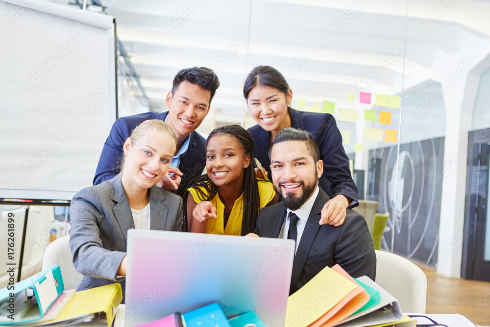 Start-up team group with computer Stock Photo | Adobe Stock