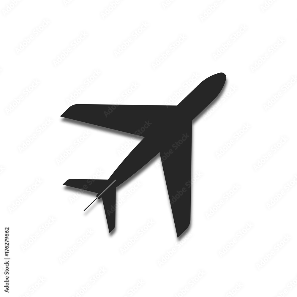 black plane with a shadow. aircraft abstract. white background. vector ...