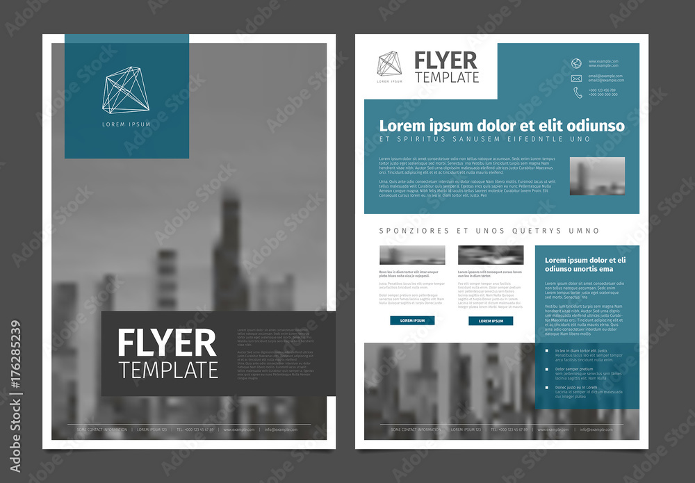 Business Flyer Layout with Blue and Gray Accents Stock Template | Adobe ...
