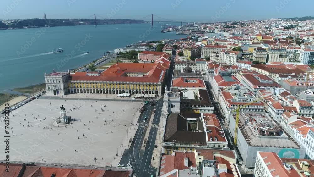 Aerial of Commerce Square in Portuguese Praca do Comercio located in ...