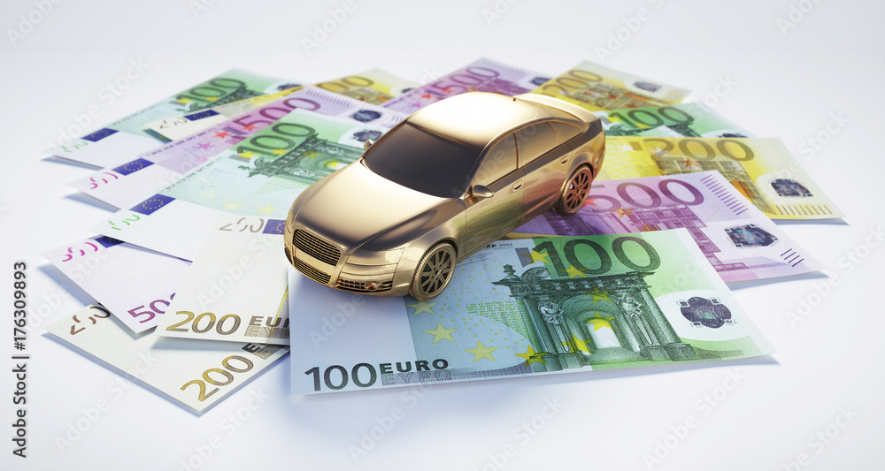 Auto in Gold auf Geldscheinen - Finanzierung Stock-Illustration | Adobe ...