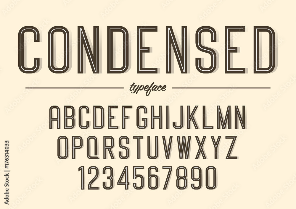 Vector condensed inline font design, alphabet, typeface, typogra Stock ...