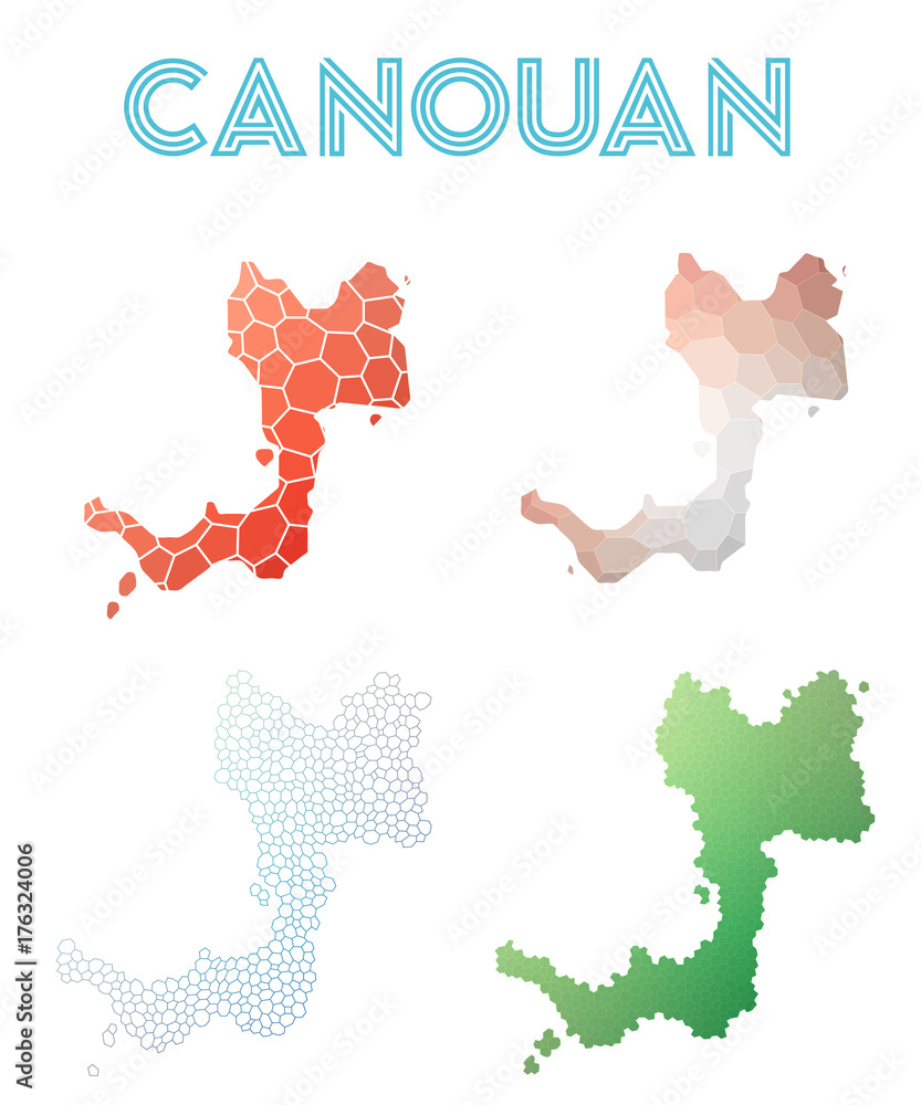 Canouan polygonal island map. Mosaic style maps collection. Bright ...