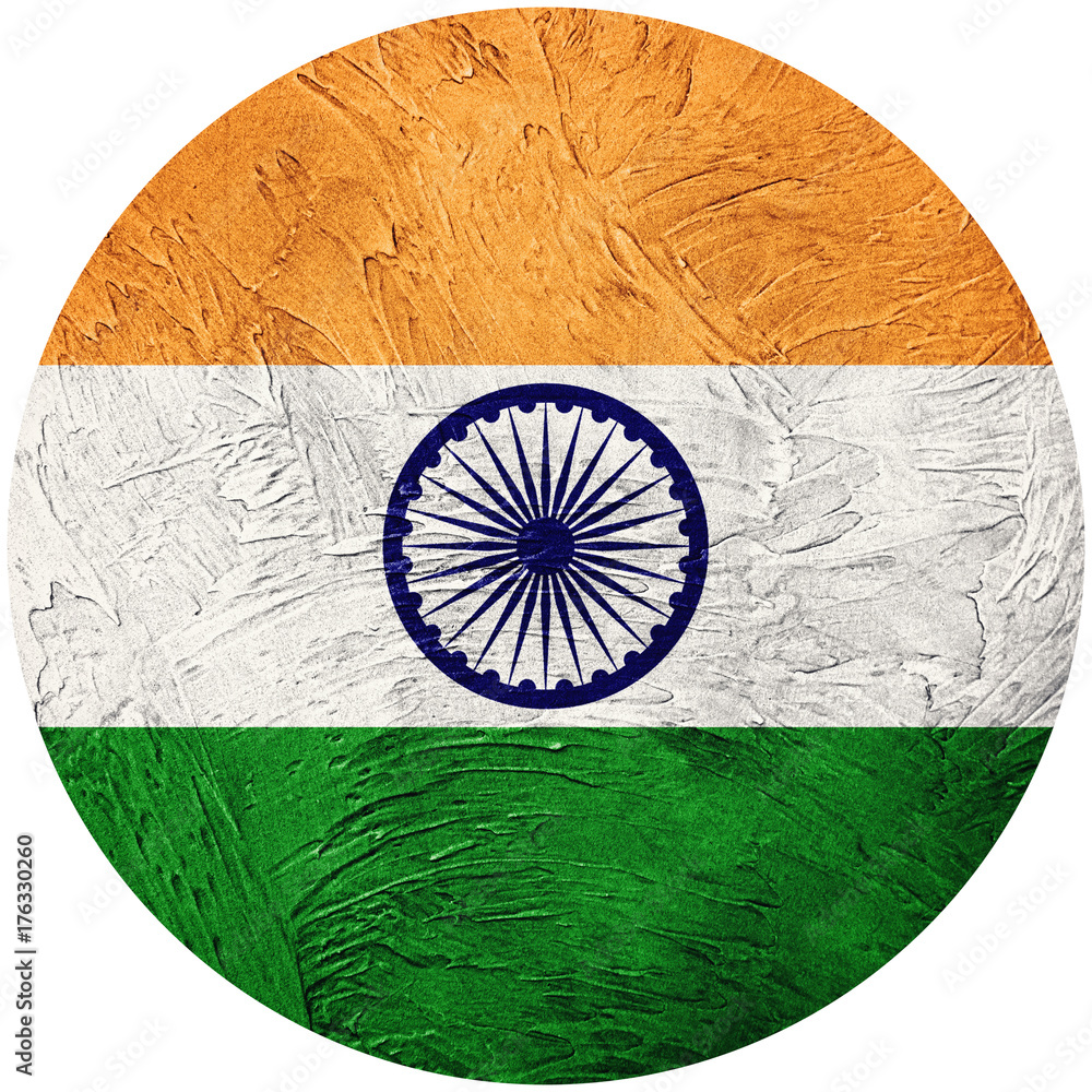 Grunge India flag. India button flag Isolated on white background Stock ...