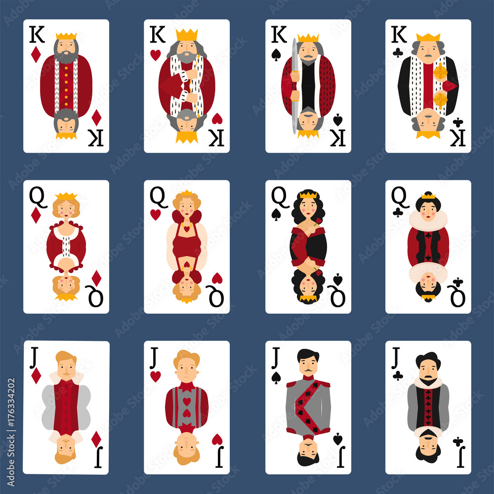 Poker set with isolated cards casino gambling deck playing royal king ...