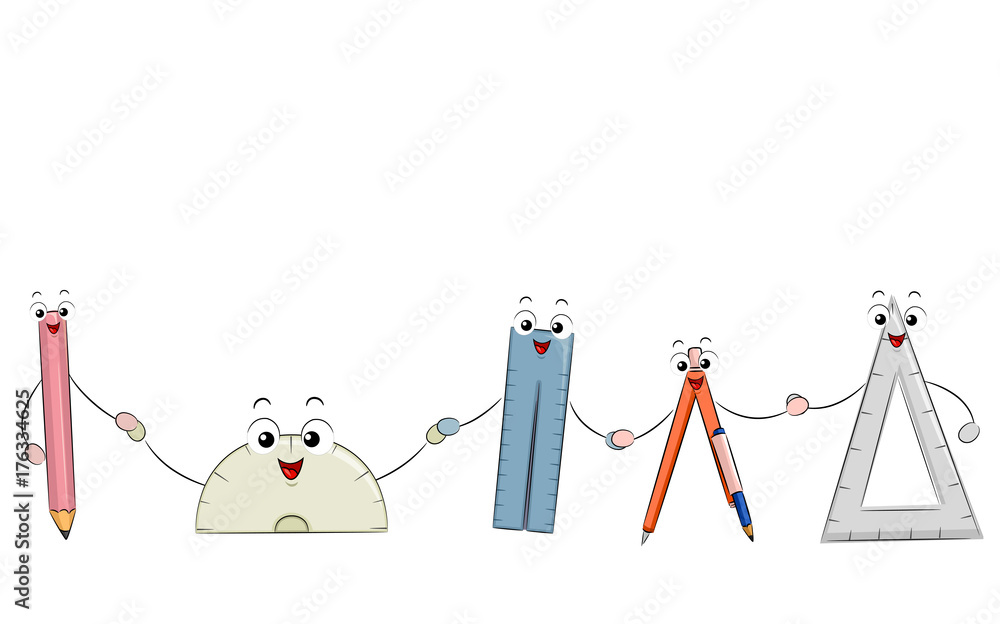 Math Tools Mascots Illustration Stock Vector | Adobe Stock