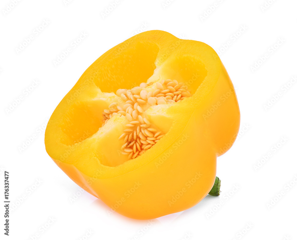half of yellow bell pepper isolated on white background Stock Photo ...