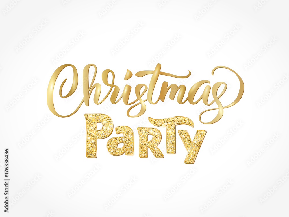 Christmas party hand written lettering isolated on white background ...