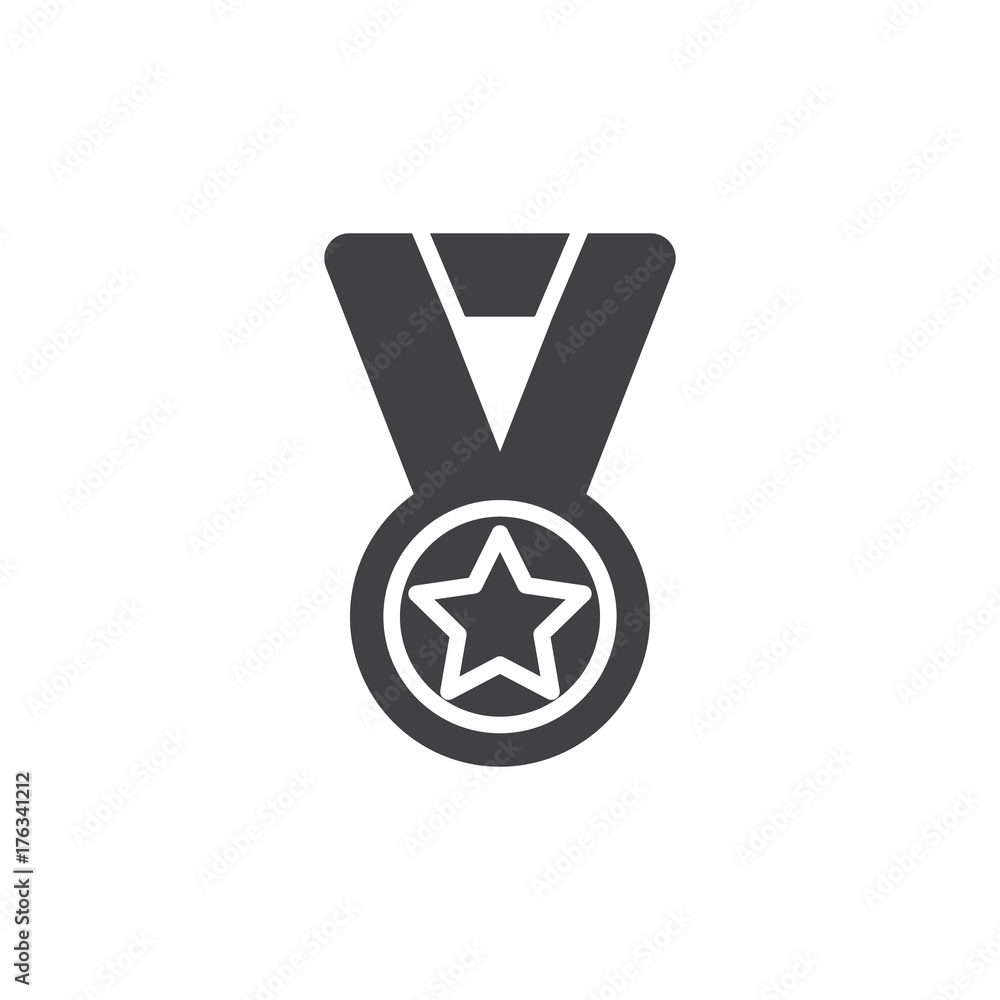 Medal with star icon vector, filled flat sign, solid pictogram isolated ...