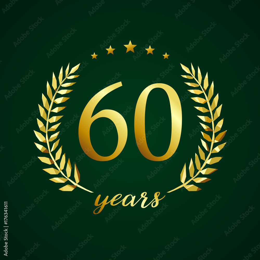 60 years old luxurious logotype. Congratulating 60th, 6th numbers in ...