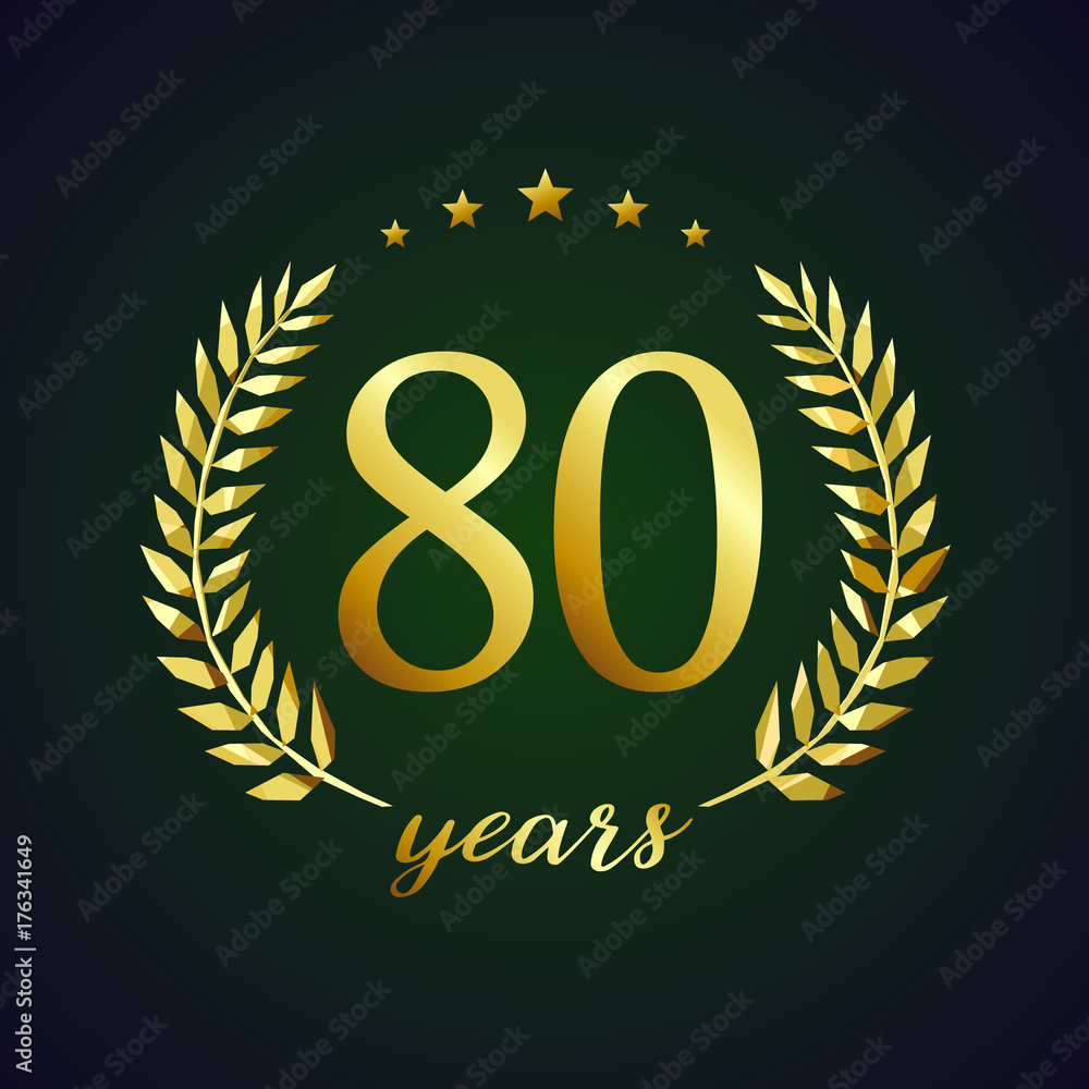 80 years old luxurious logotype. Congratulating 80th, 8th numbers in ...