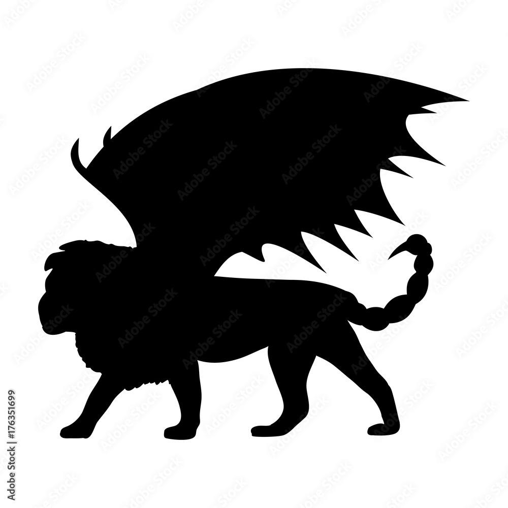 Manticore silhouette mythology symbol fantasy. Stock Vector | Adobe Stock